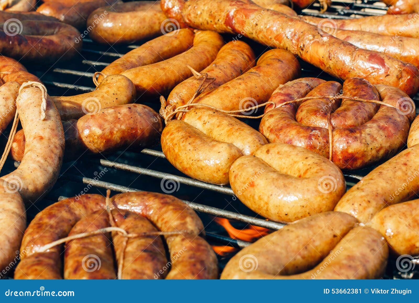 Wienerwurst on a Barbecue Grill Stock Image - Image of campfire ...