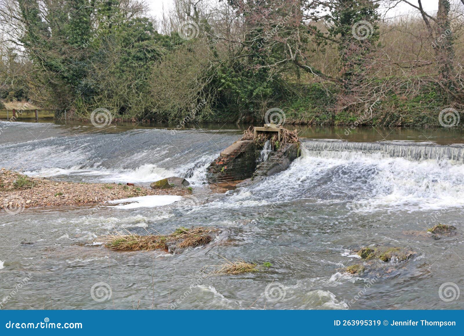 Wier on the River Culm, Devon Stock Image - Image of landscape, creek ...