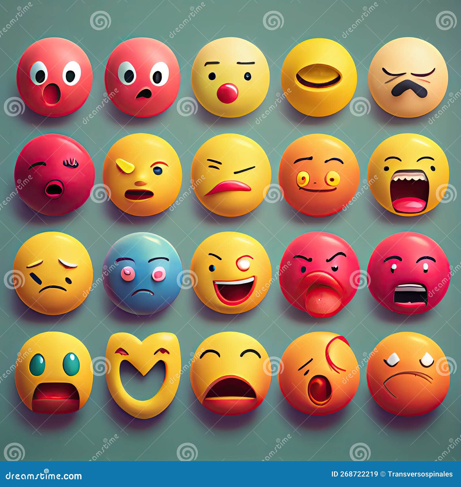 Wierd Emoji Set Generative AI Stock Illustration - Illustration of ...