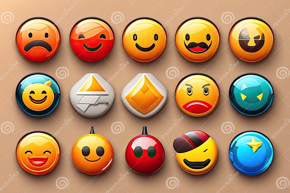 Wierd Random Emoji Set Generative AI Stock Illustration - Illustration ...