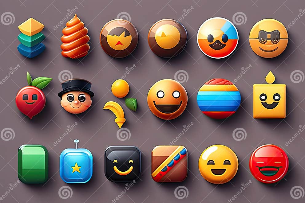 Wierd Random Emoji Set Generative AI Stock Illustration - Illustration ...