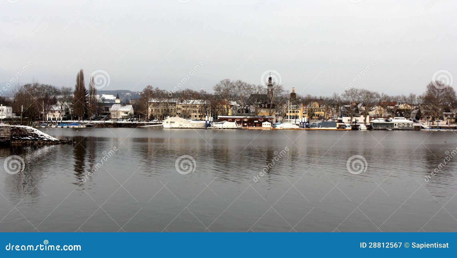Wiesbaden, Schierstein Port in Winter Stock Image - Image of city ...