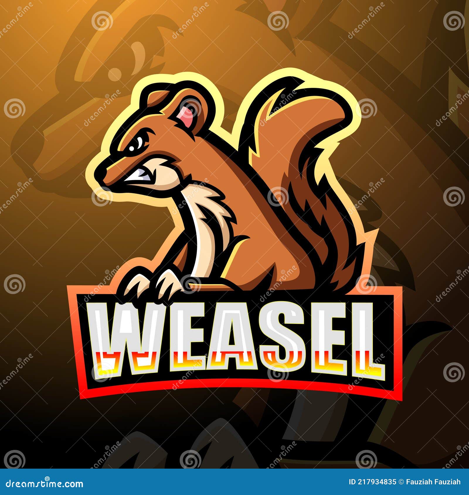 Wiesel Esport Logo Maskottchen Design Vektor Abbildung - Illustration ...