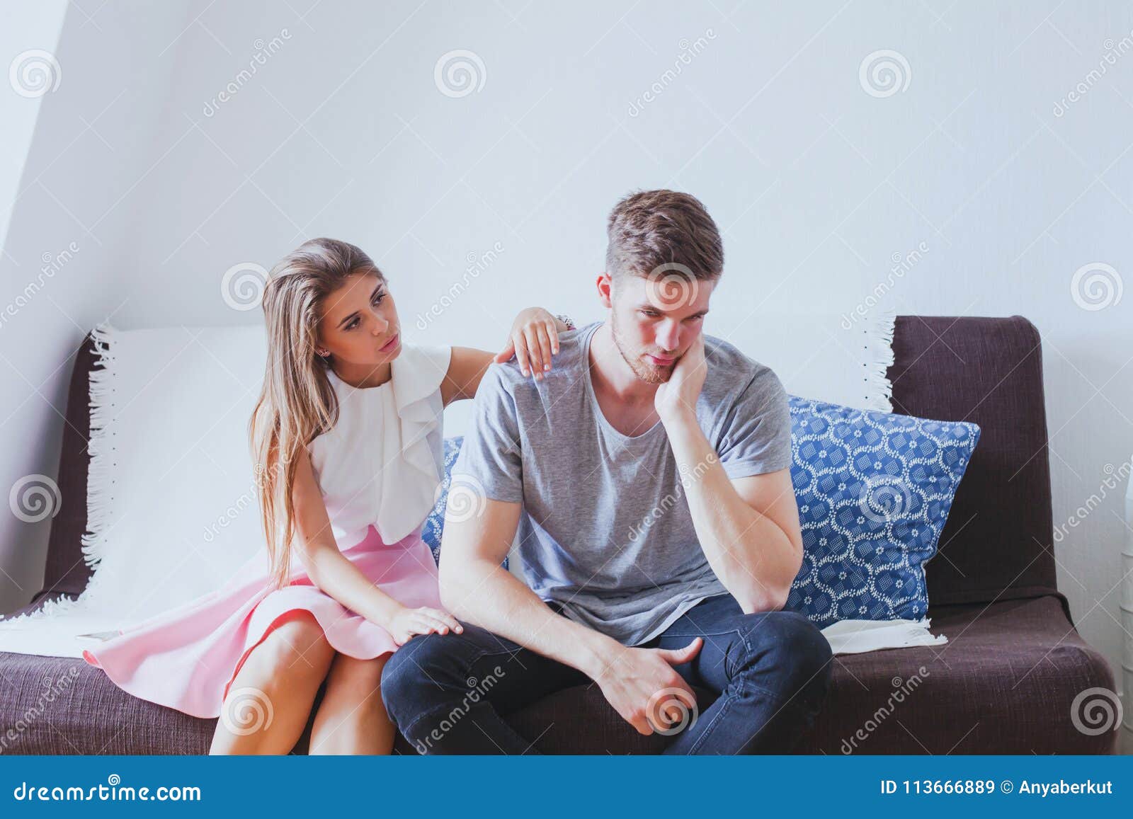 Wife Comforting Husband, Psychological Support Stock Image - Image of ...
