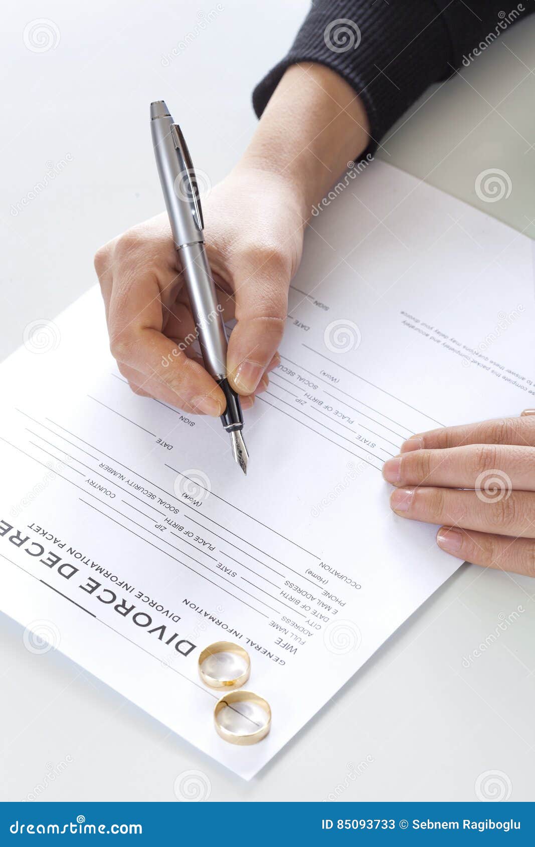 Wife Signs Divorce Decree Form with Ring Stock Image - Image of broken ...