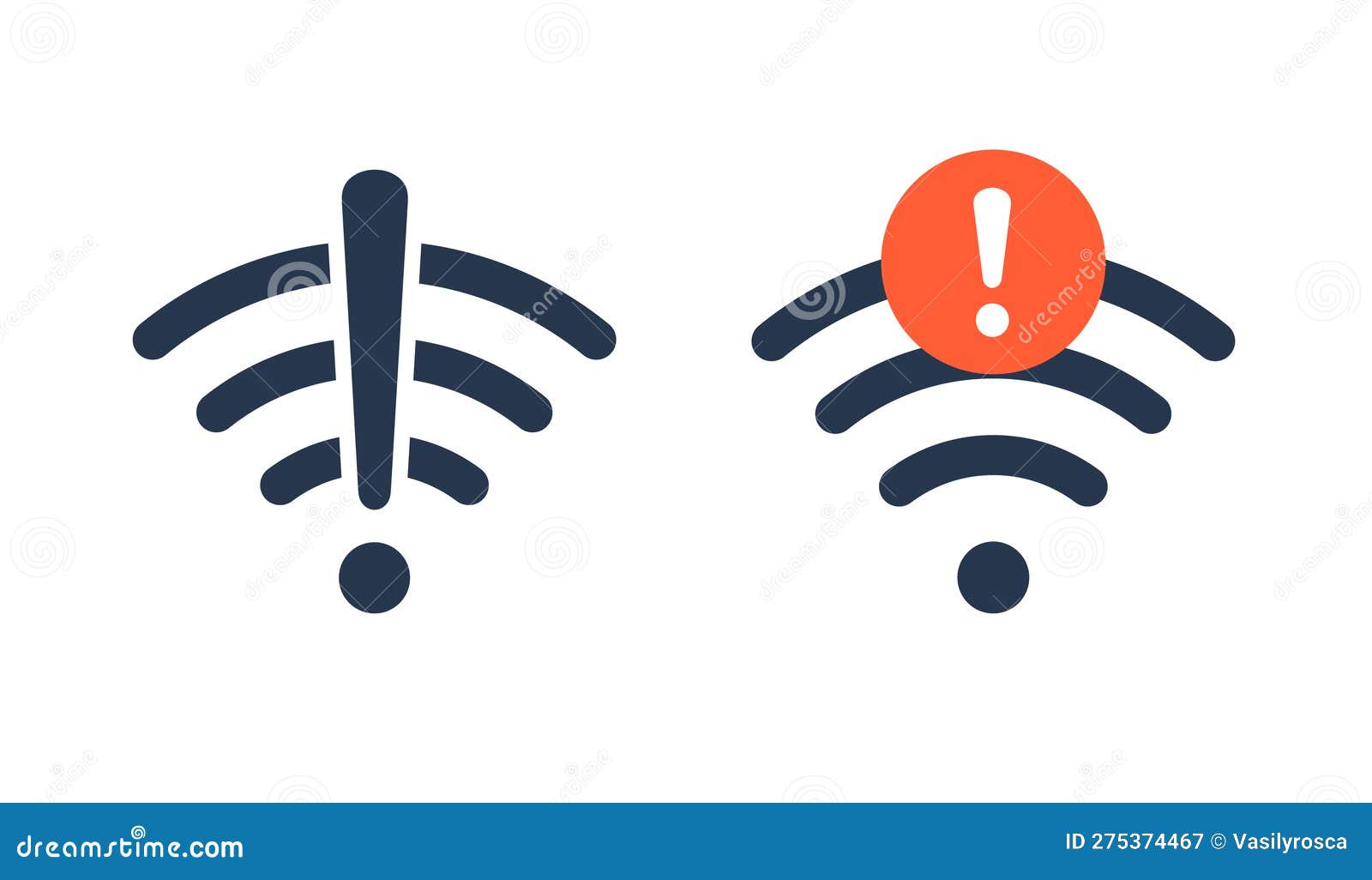 Wifi Bad Connection Problem Icon Lost Network Wifi Error Internet Vector Warning Concept Stock