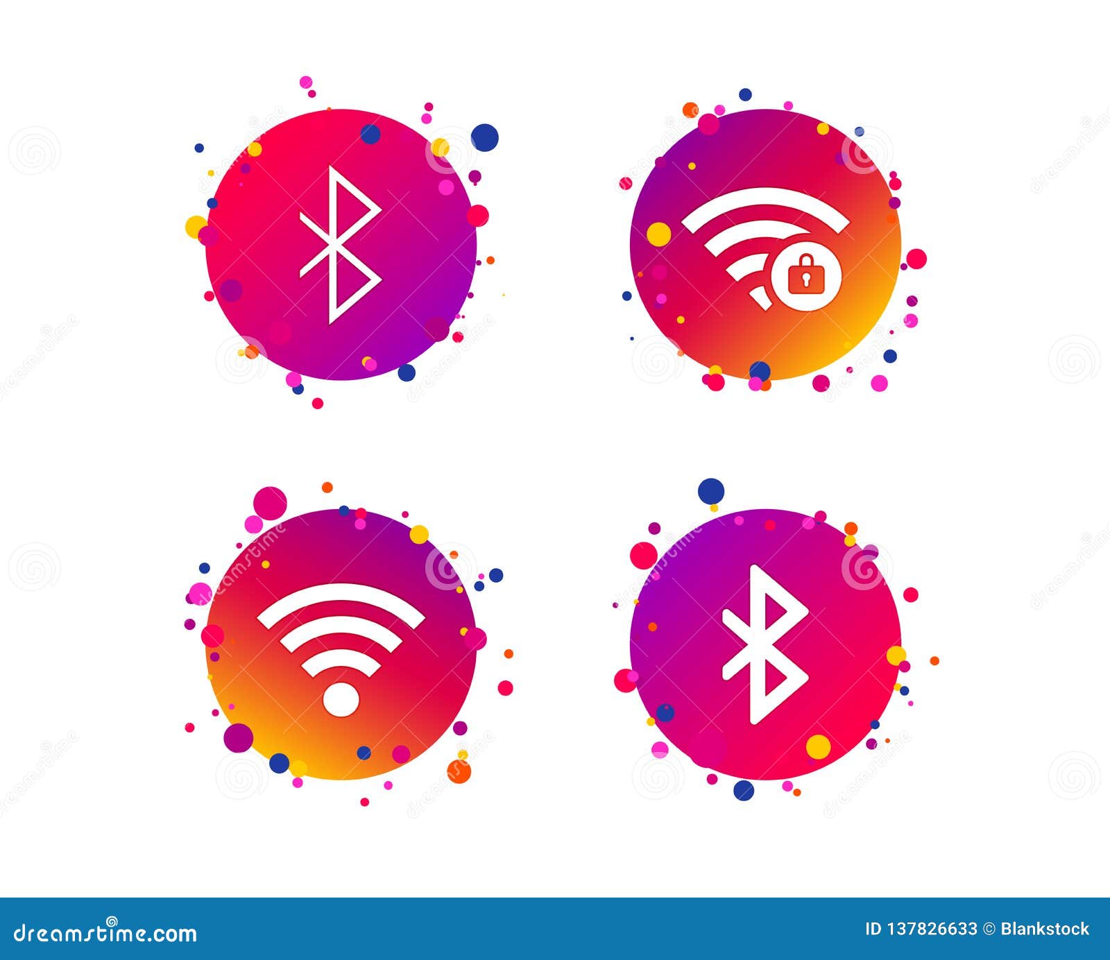 Wifi And Bluetooth Icon. Wireless Mobile Network. Vector ... Wifi And Bluetooth Icon. Wireless Mobile Network. Vector ...