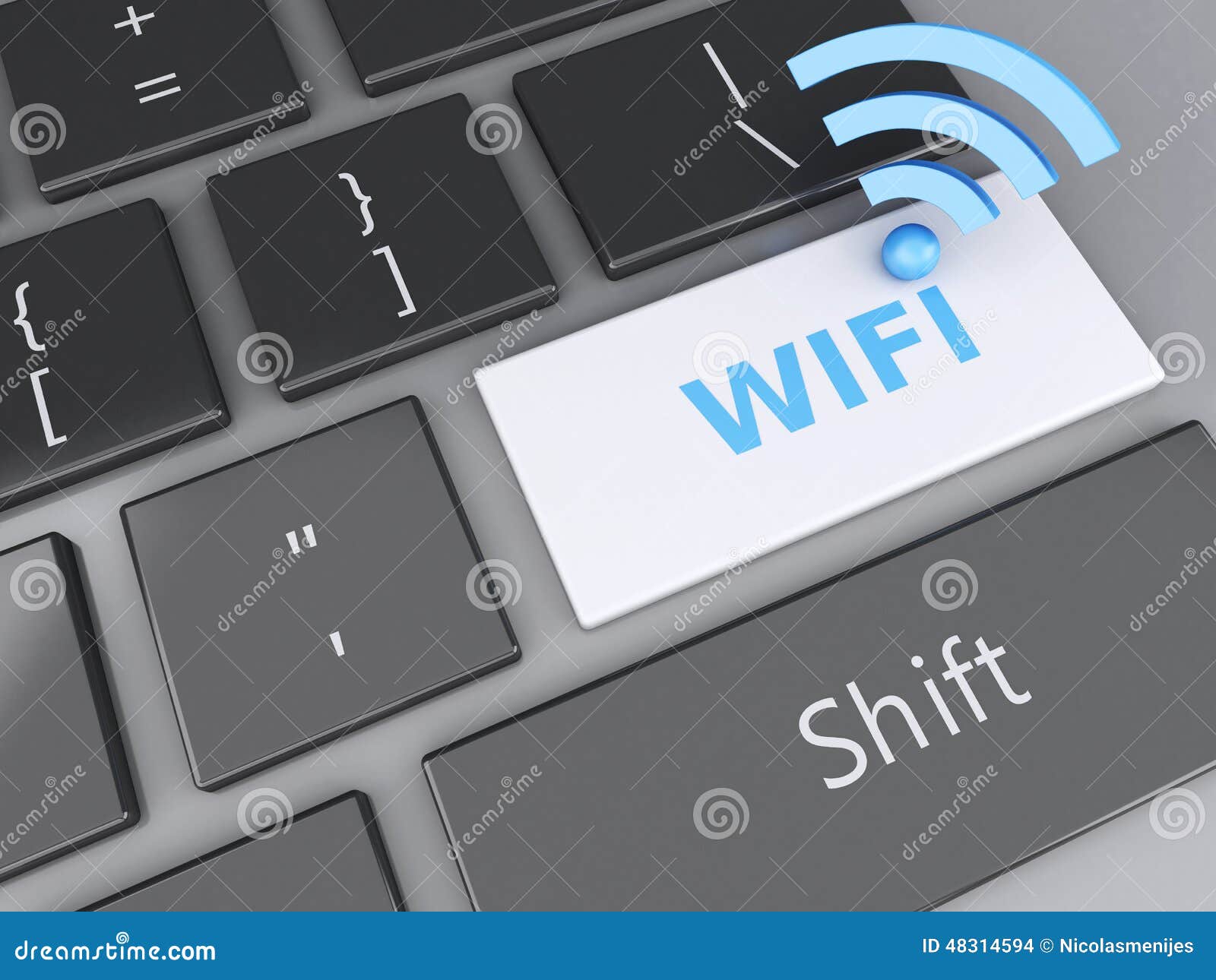 Wifi Button on Computer Keyboard. 3d Illustration Stock Illustration ...