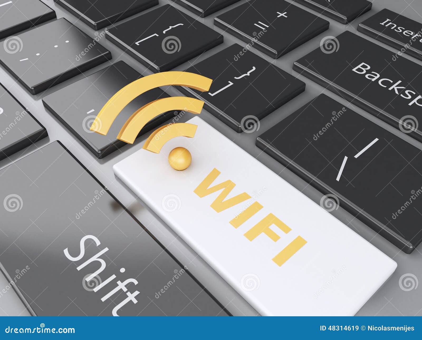 Wifi Button on Computer Keyboard. 3d Illustration Stock Illustration ...