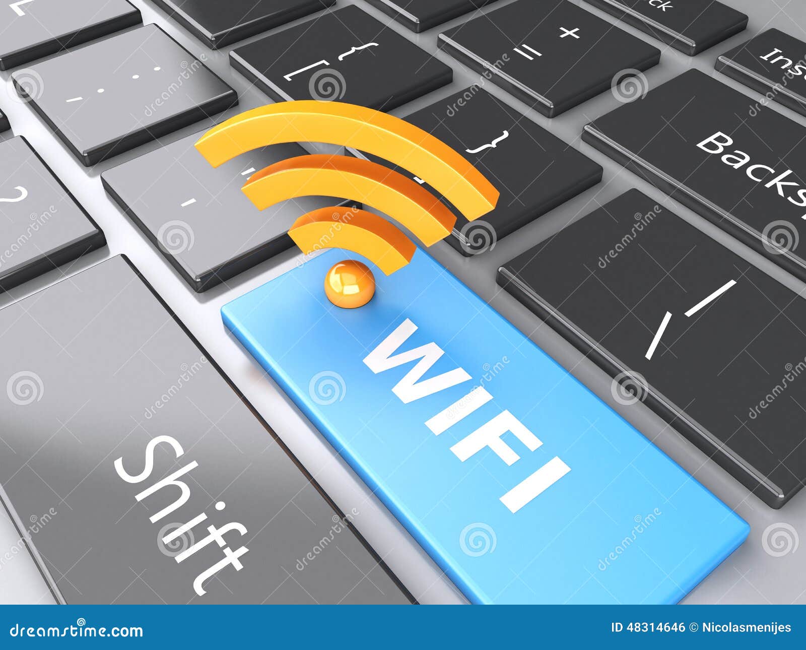 Wifi Button on Computer Keyboard. 3d Illustration Stock Illustration ...