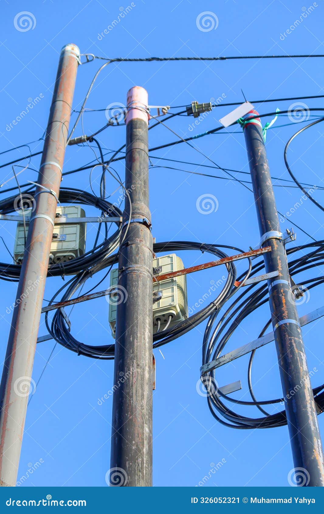 WiFi Cable Network Connection Pole Stock Image - Image of wifi ...