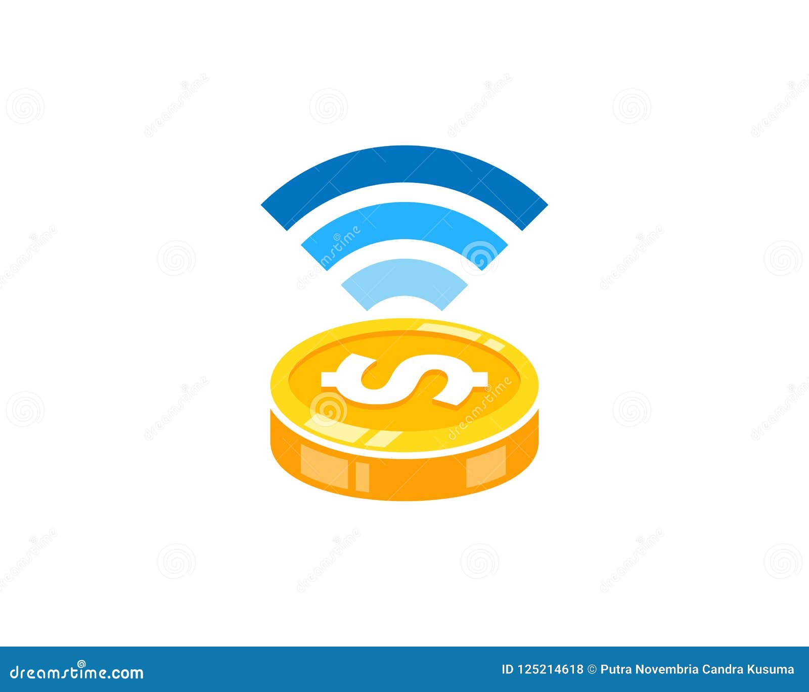 Wifi Coin Logo Icon Design stock vector. Illustration of icon - 125214618