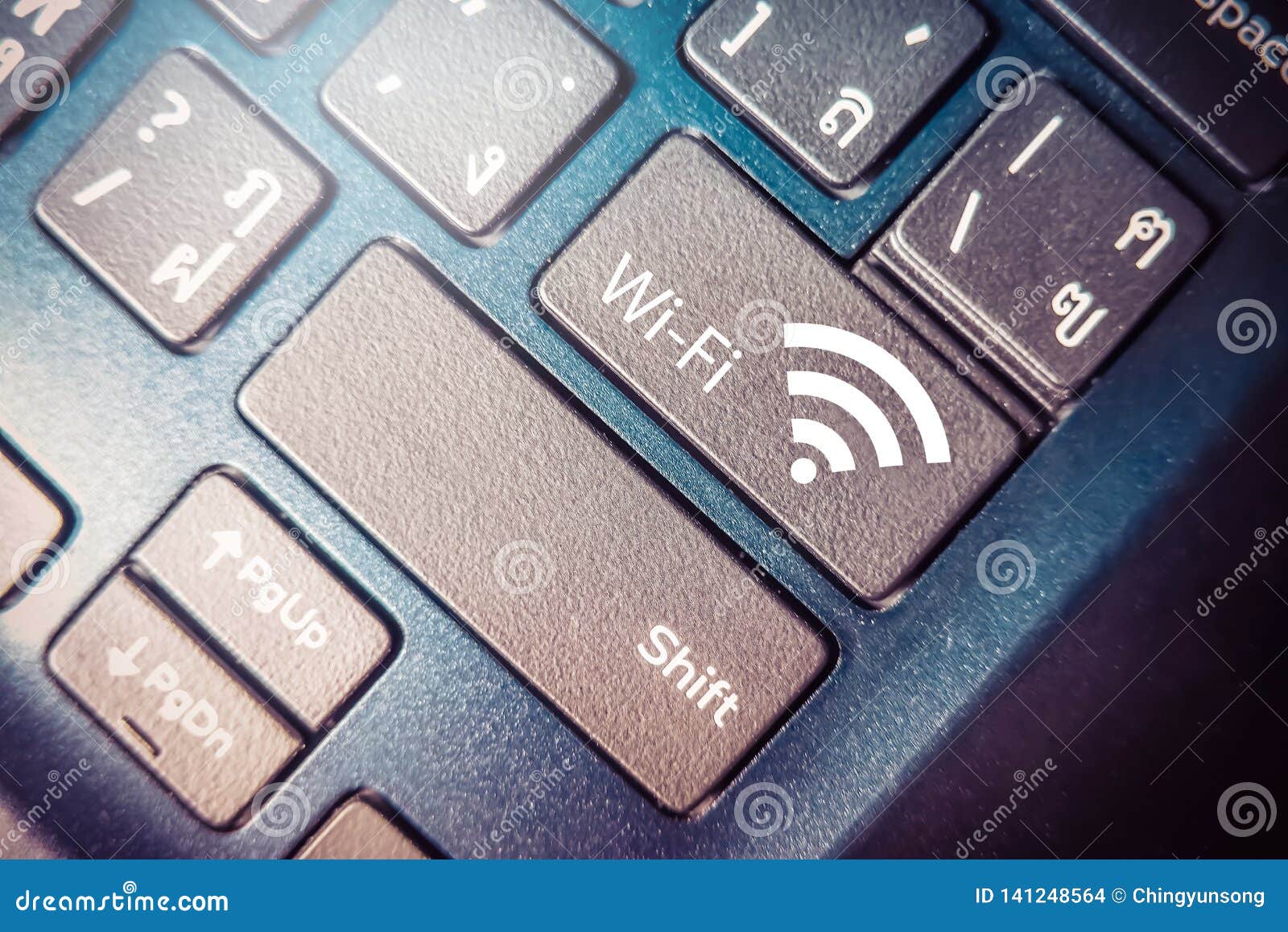 Wifi Concept, Close Up Button with Wifi Icon on Enter Key of Computer ...