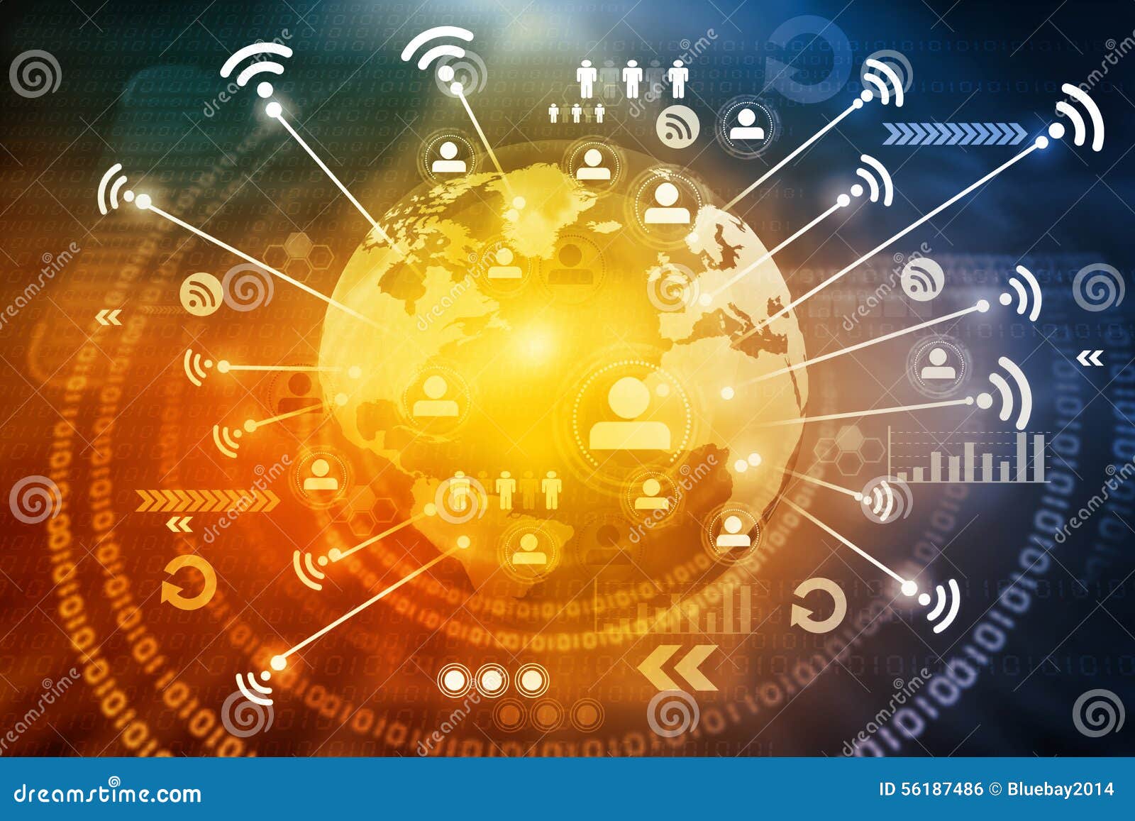 Wifi Connection on World Earth Stock Illustration - Illustration of ...