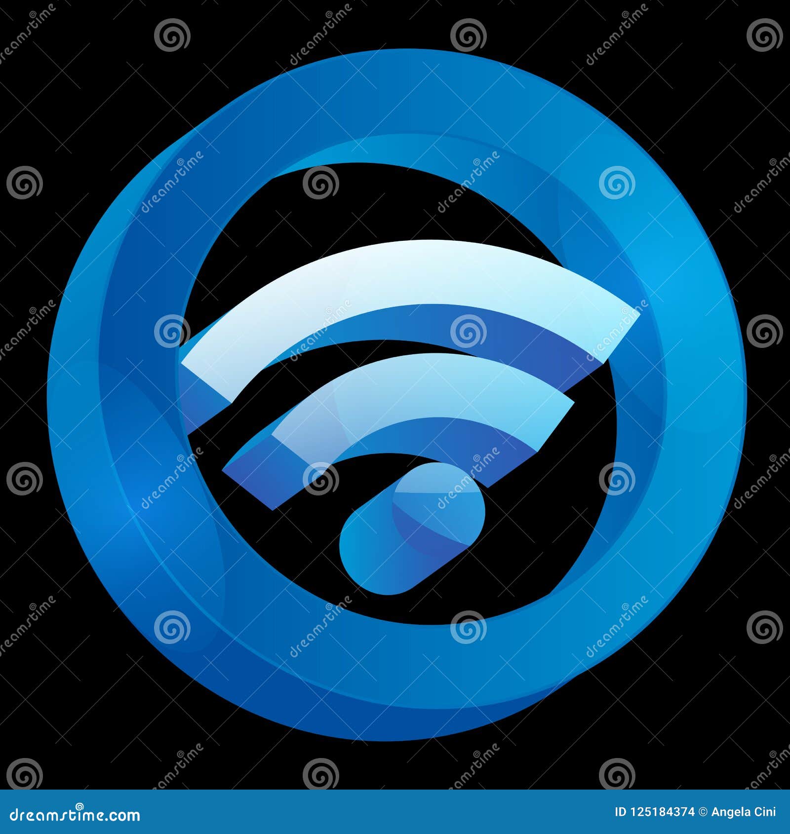 WiFi 3D Wireless Network Icon Black Background Stock Vector ...