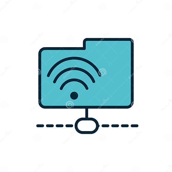 Wifi Folder File Internet of Things Line and Fill Icon Stock Vector ...
