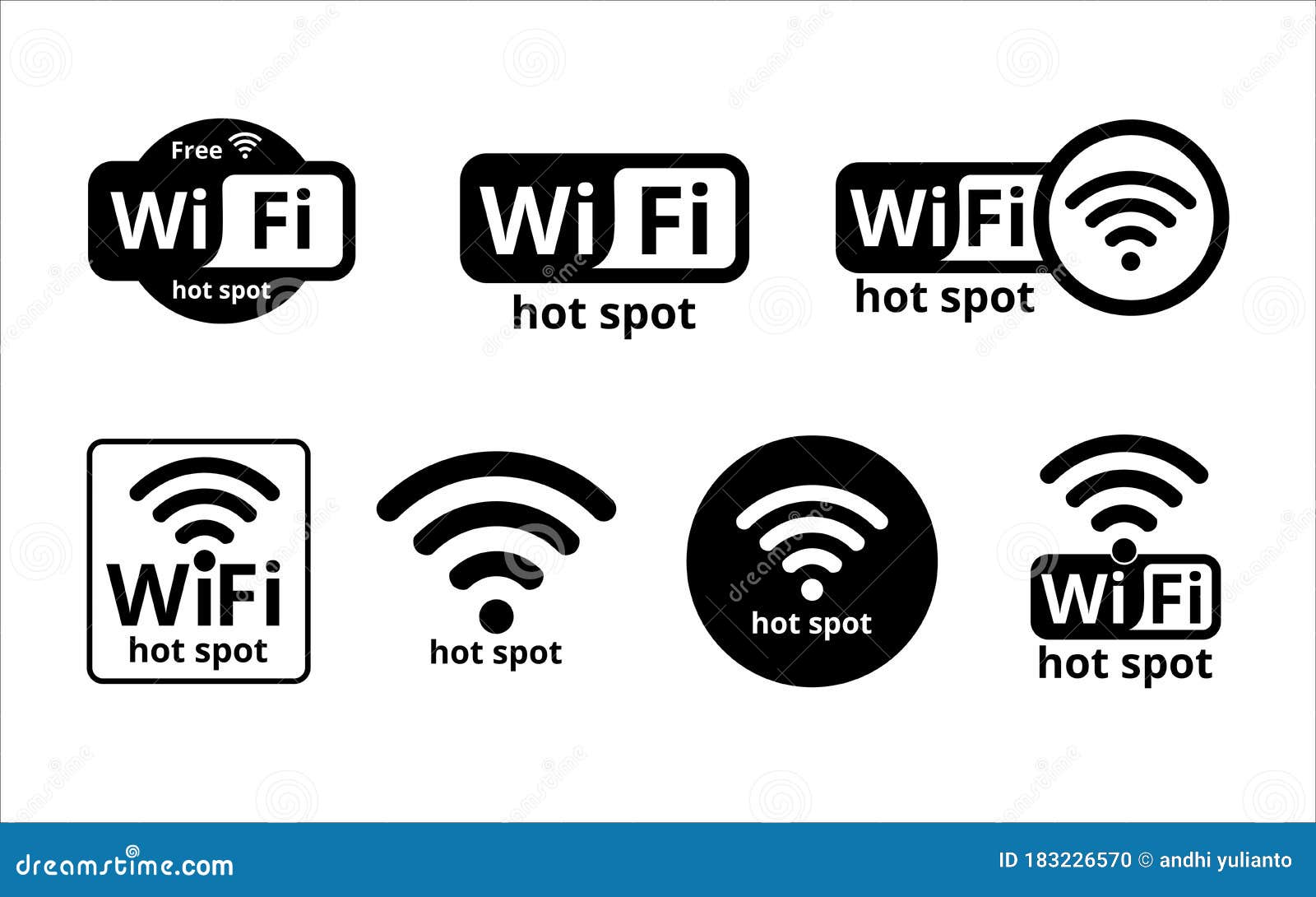 Wifi Hot Spot Area Icon, Sign or Symbol Vector Design Set Bundle in ...