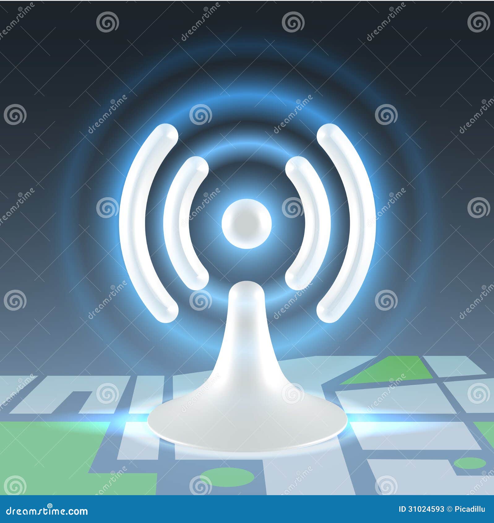 Wifi hot spot over map stock vector. Illustration of graphic - 31024593
