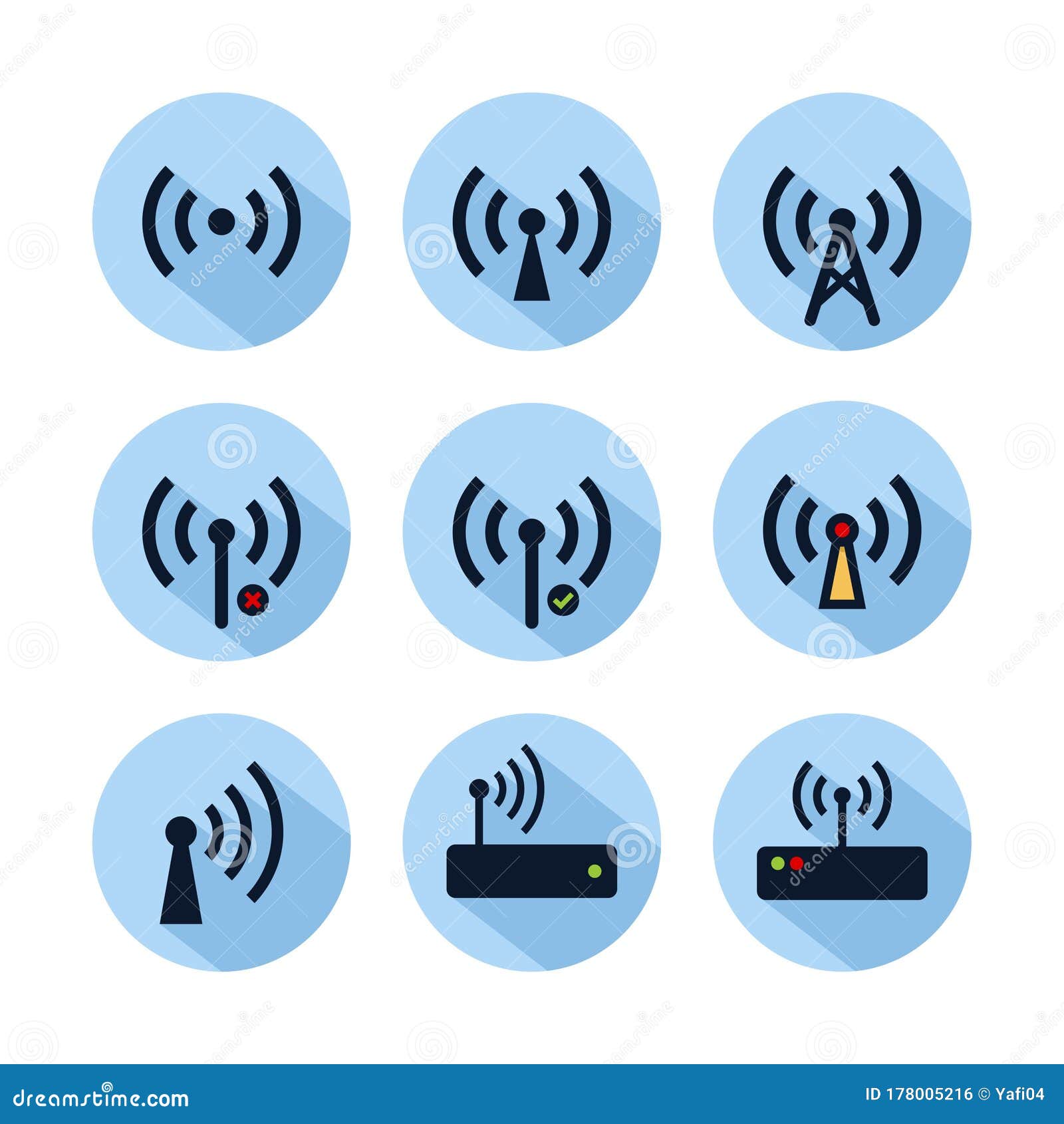 Wifi Hotspot Icon Set Isolated on Blue Circle. Hotspot Connection Icon ...