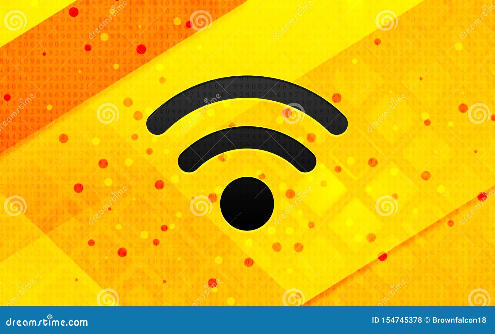 Wifi Icon Abstract Digital Banner Yellow Background Stock Illustration ...