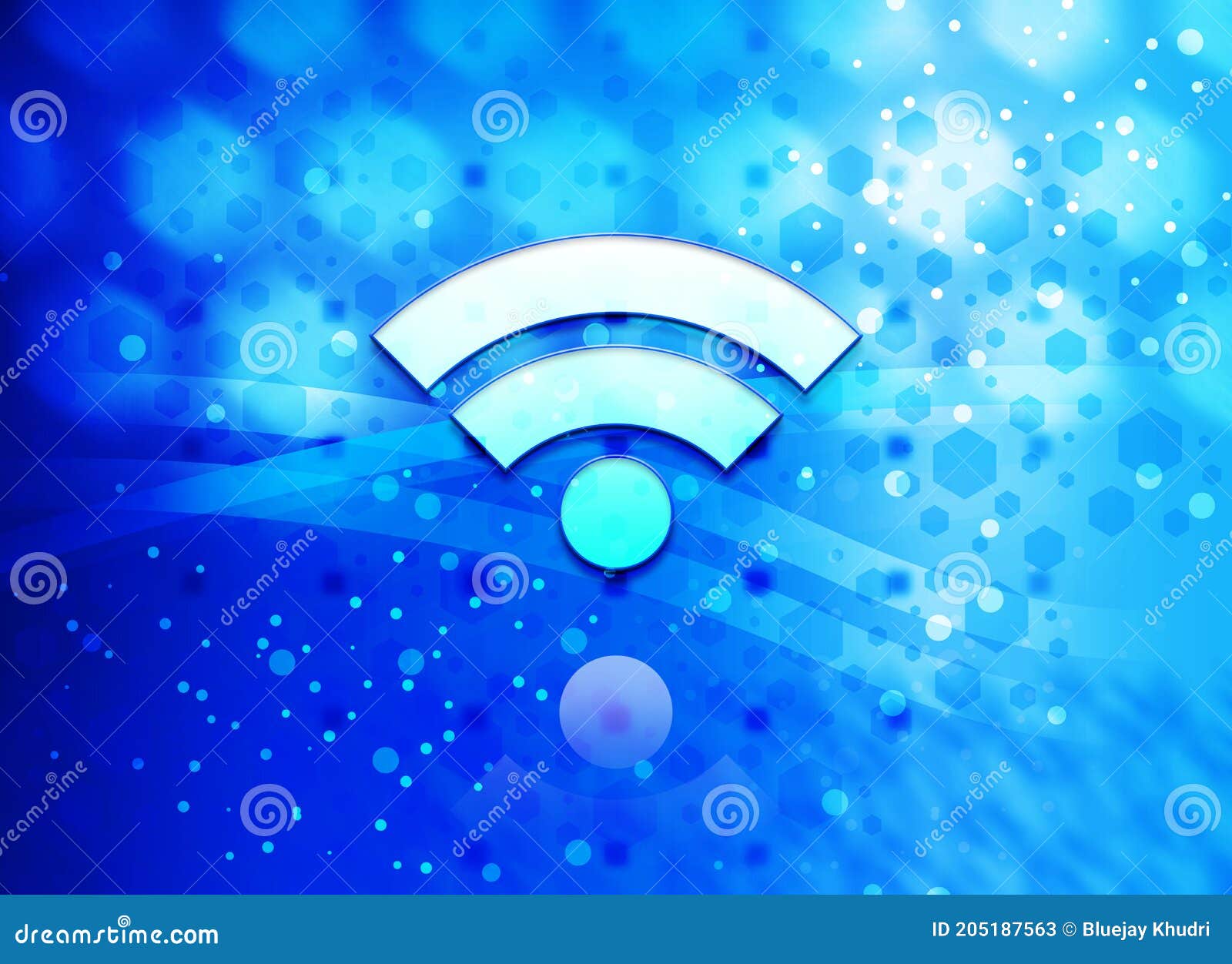 Wifi Icon Abstract Light Cyan Blue Hexagon Pattern Background Stock ...