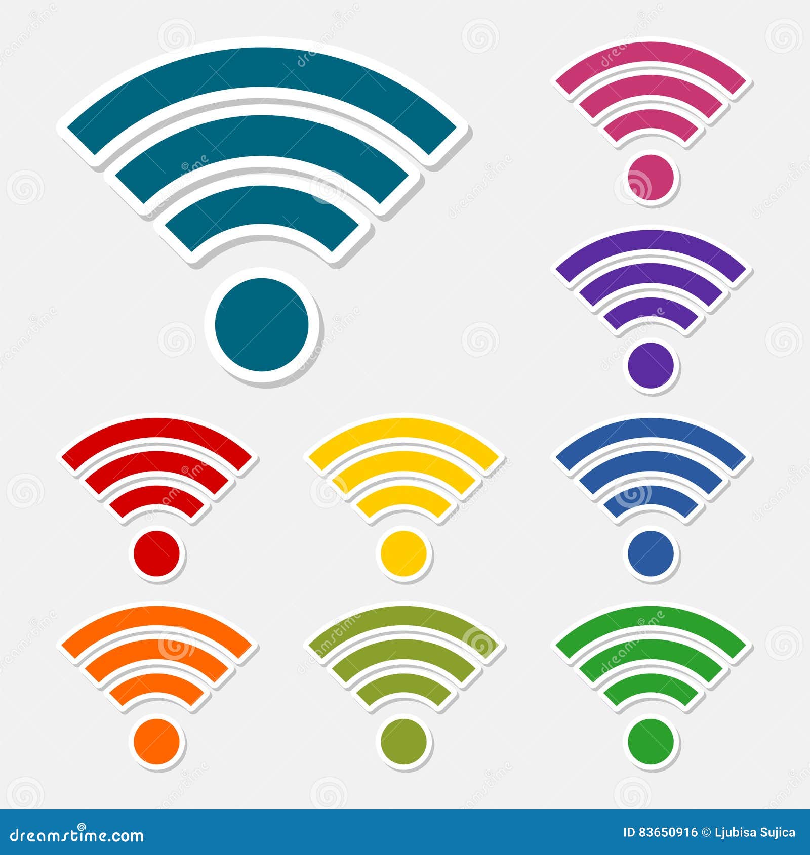 Wifi Icon - Abstract Logo Type Icon Set Sticker Stock Illustration ...