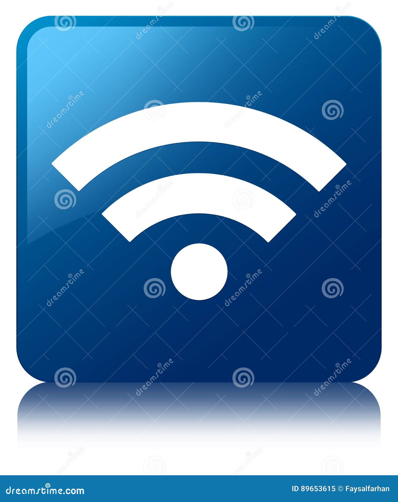Wifi Icon Blue Square Button Stock Illustration - Illustration of sign ...