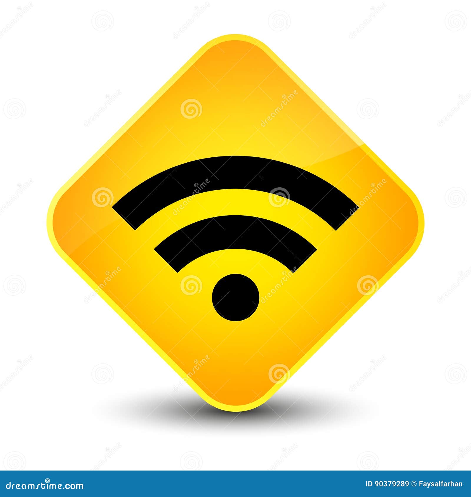 Wifi Icon Elegant Yellow Diamond Button Stock Illustration ...