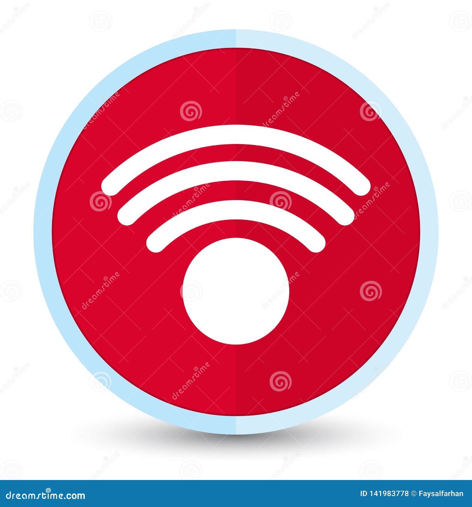 Wifi Icon Flat Prime Red Round Button Stock Vector - Illustration of ...