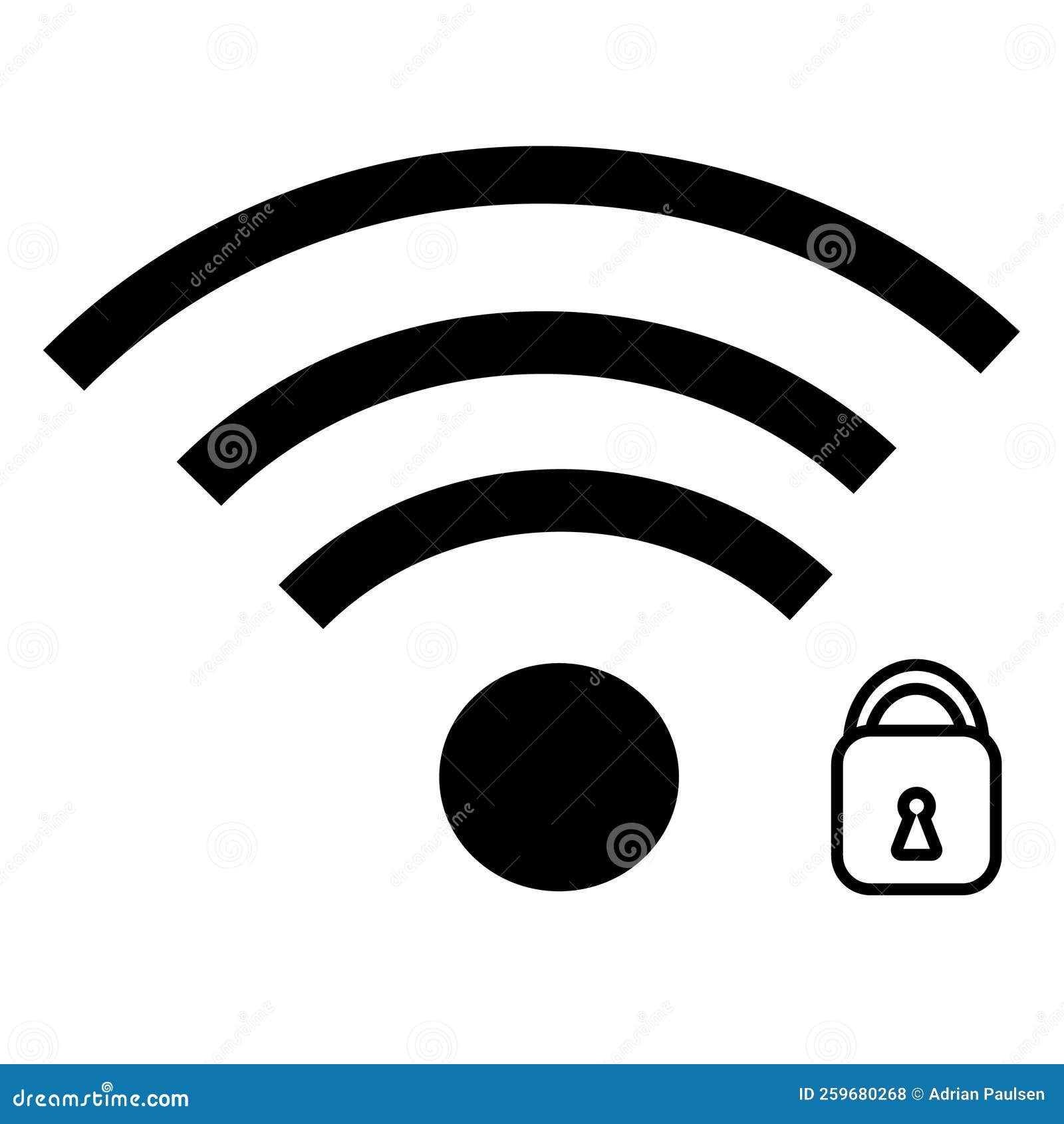 Wifi Icon Locked stock vector. Illustration of vector - 259680268