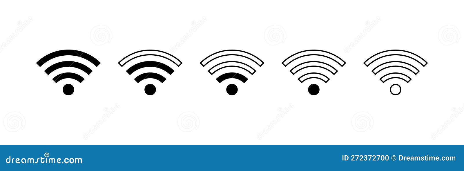 WIFI Icon Set. Rounded Corners. Black Gray White Background Stock ...