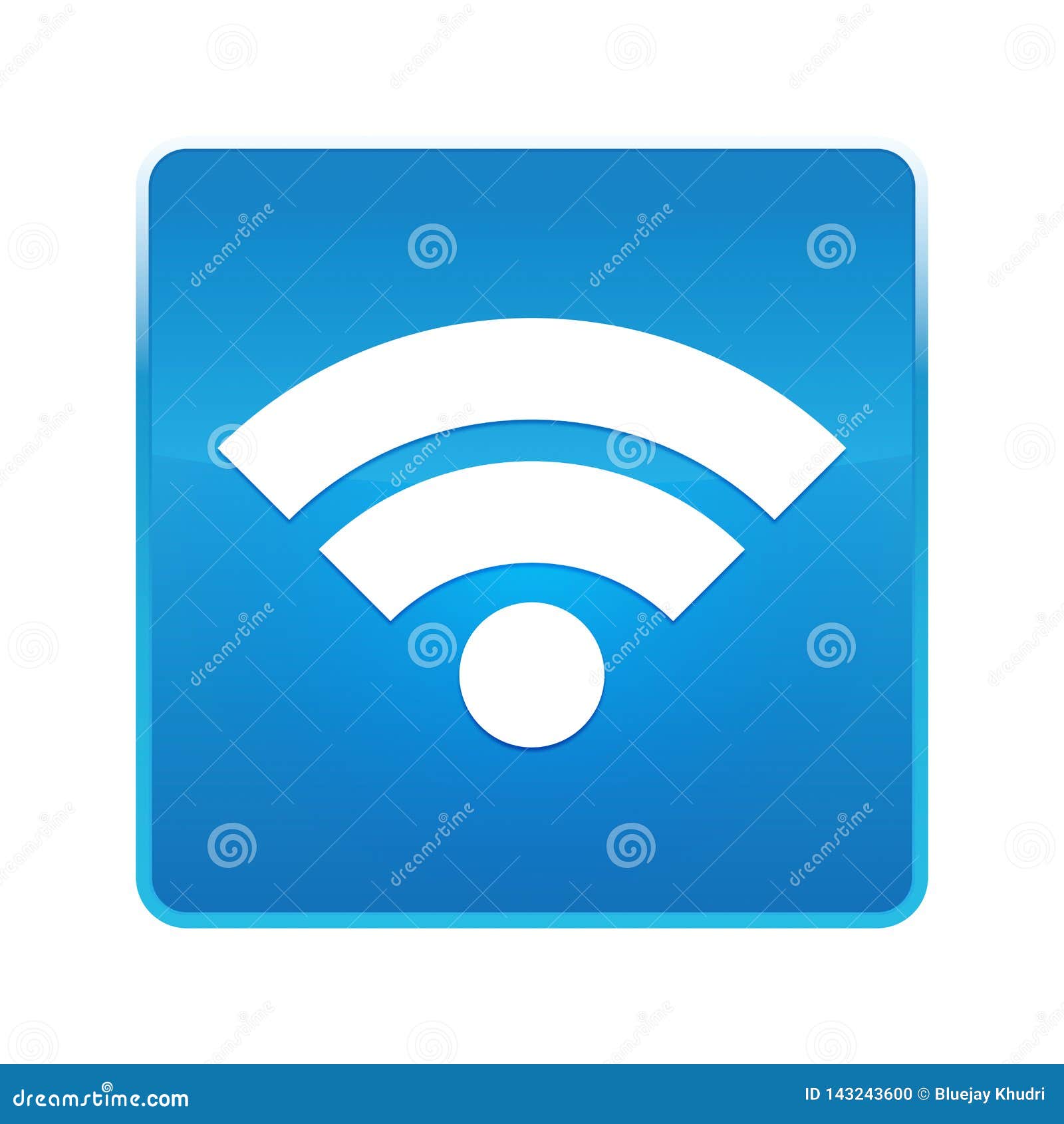 Wifi Icon Shiny Blue Square Button Stock Illustration - Illustration of ...