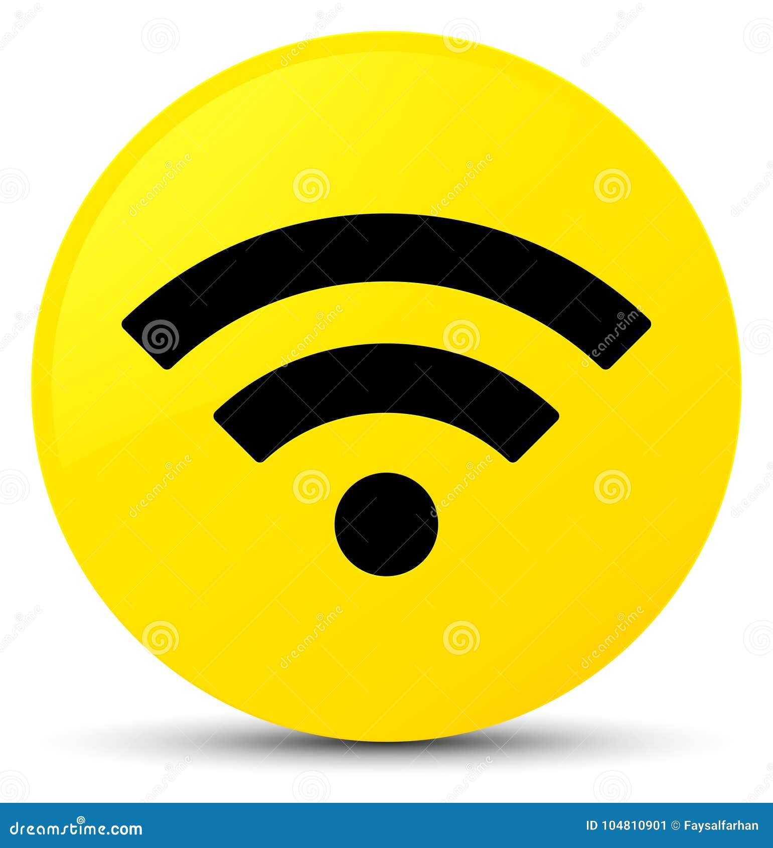 Wifi Icon Yellow Round Button Stock Illustration - Illustration of wifi ...