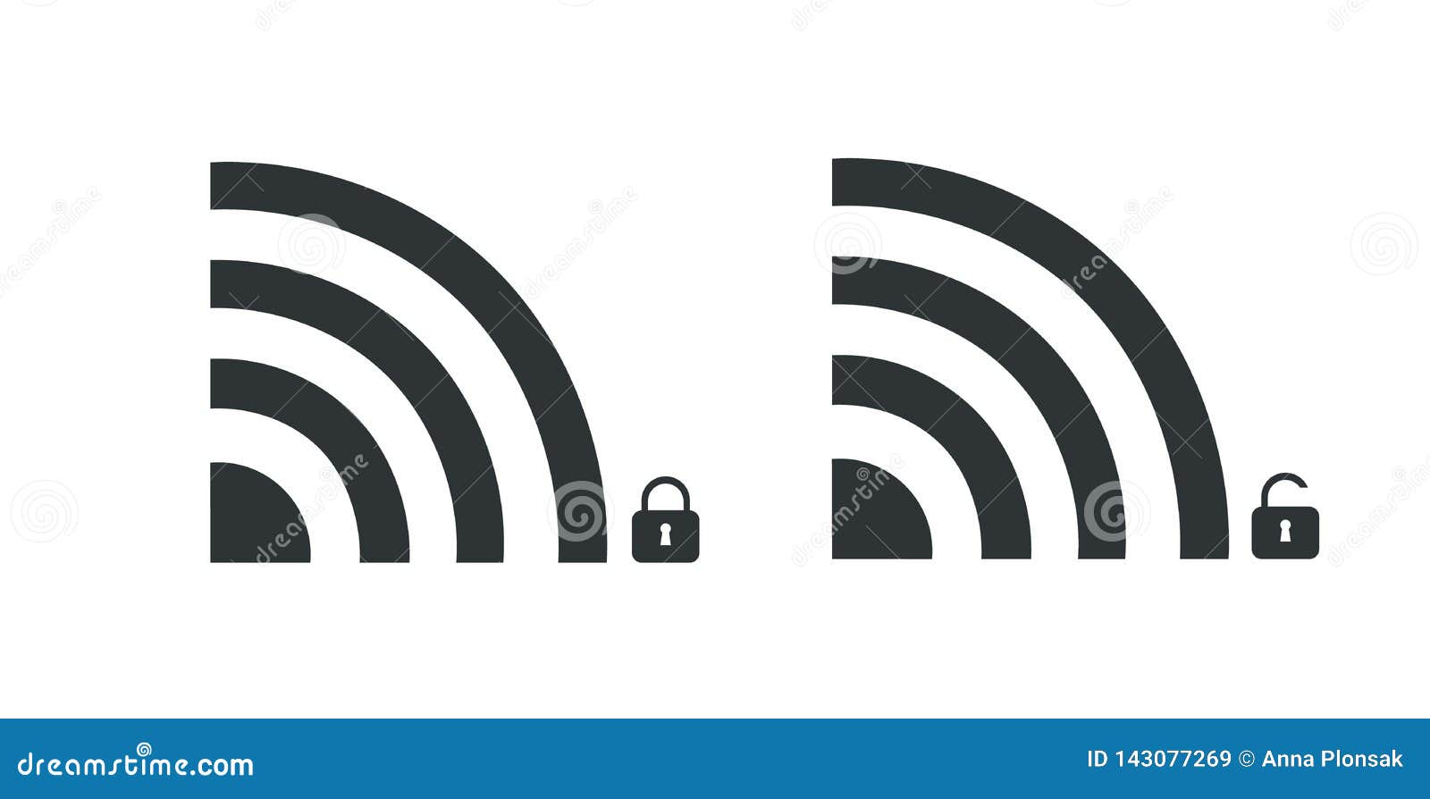 Wifi Icons. Wi-Fi Network Closed and Open Stock Illustration ...