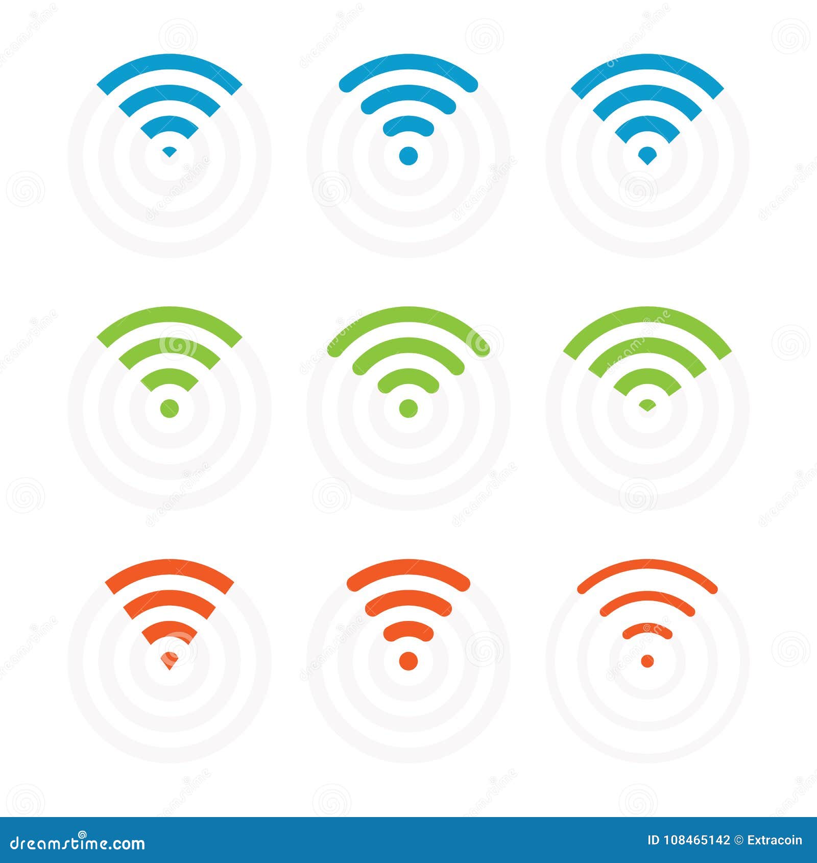 Wifi-Ikonen Und Zeichen, Drahtloses Signal Vektor Abbildung ...