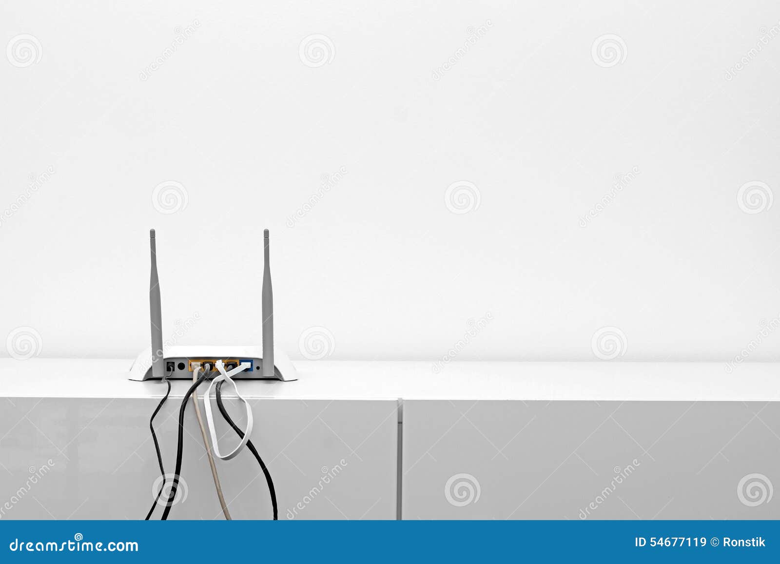 Internet Router, Laptop, Tablet, Smartphones On The Desk. Hands Using ...