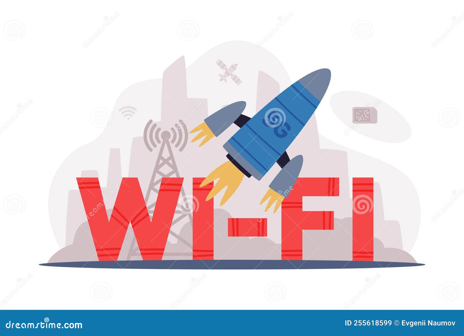 Wifi Internet Technology with Rocket Launching. Global High Speed ...