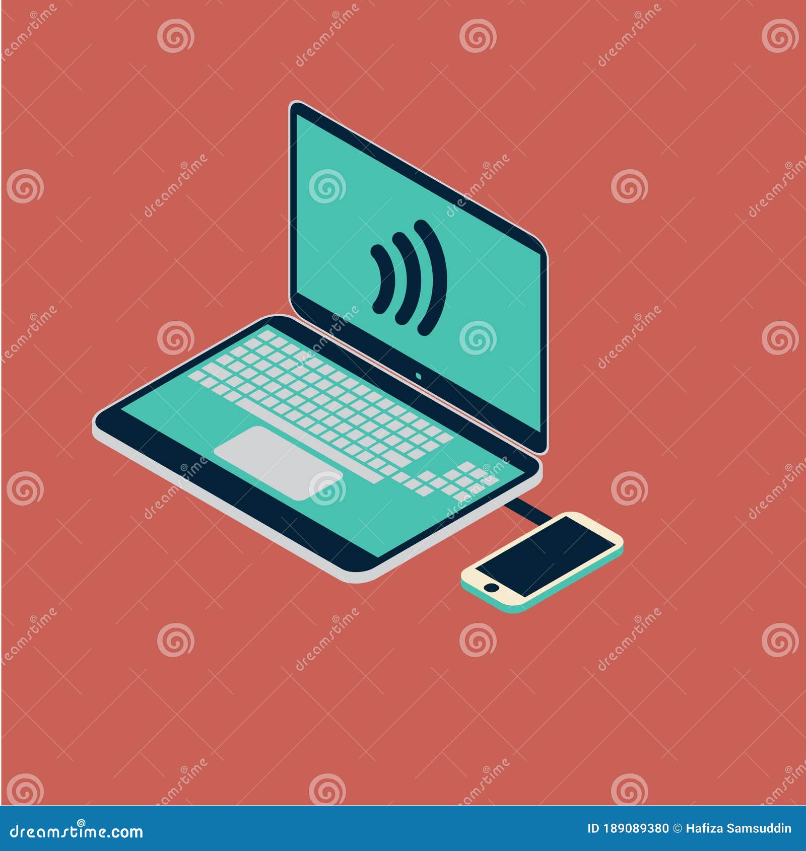 Wifi on Laptop. Vector Illustration Decorative Design Stock Vector ...