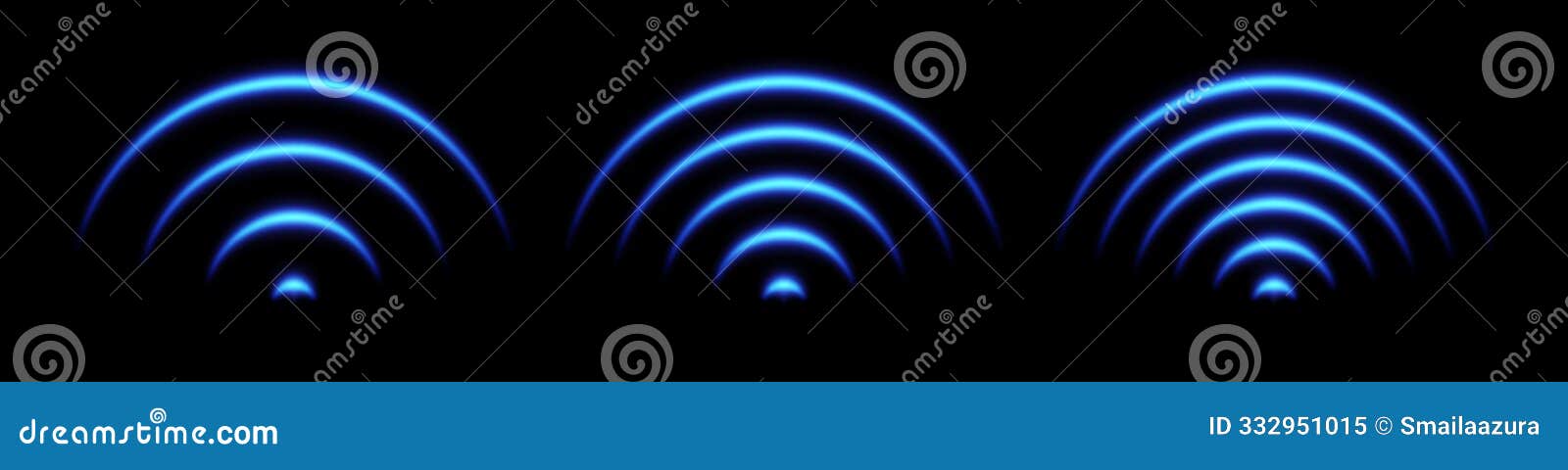 WiFi Light Effect, Sound Wave Icons, Radar Signal Concept. Blue ...