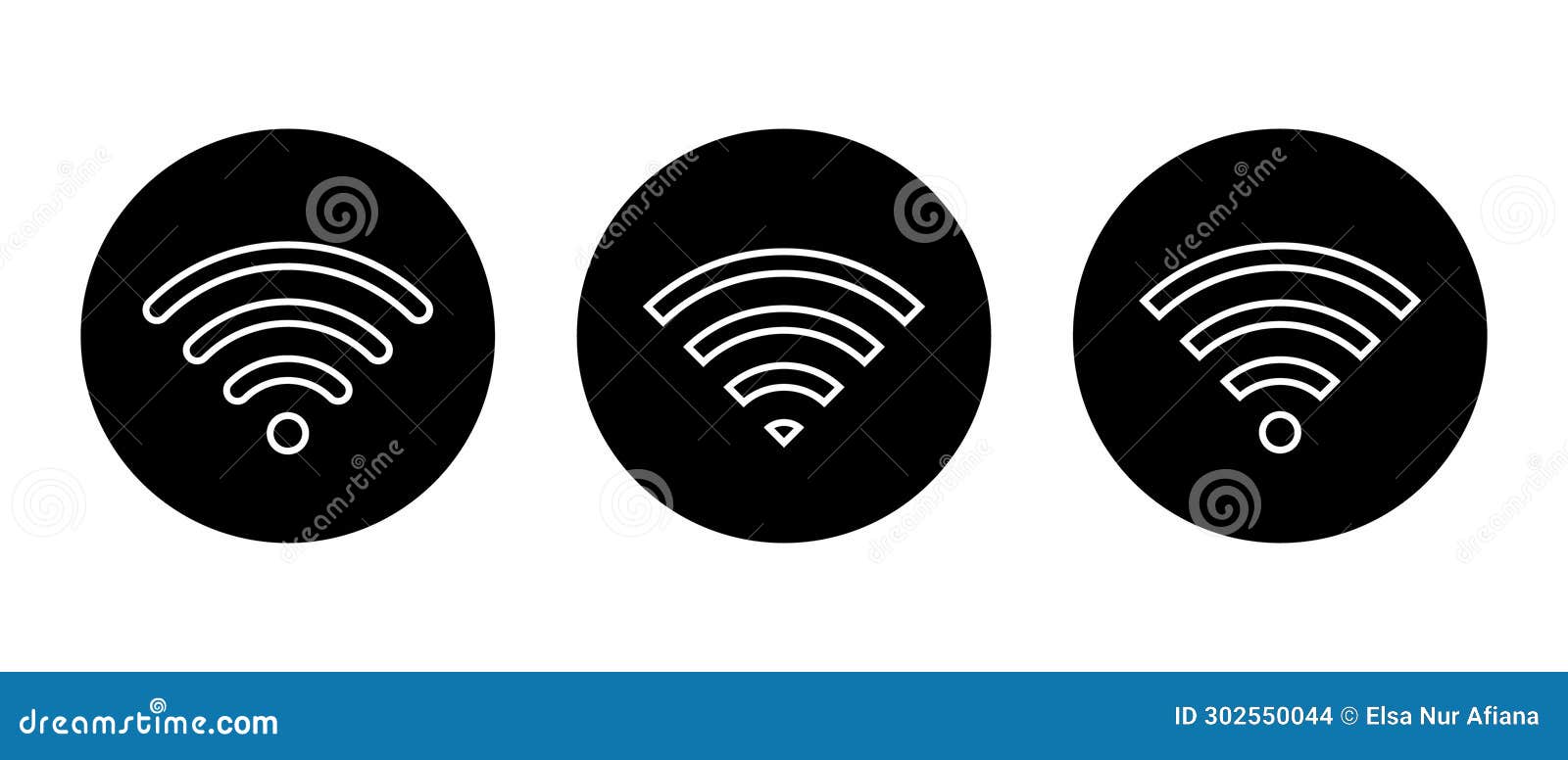 Wifi Line Icon Vector on Black Circle. Wireless Network Symbol Stock ...