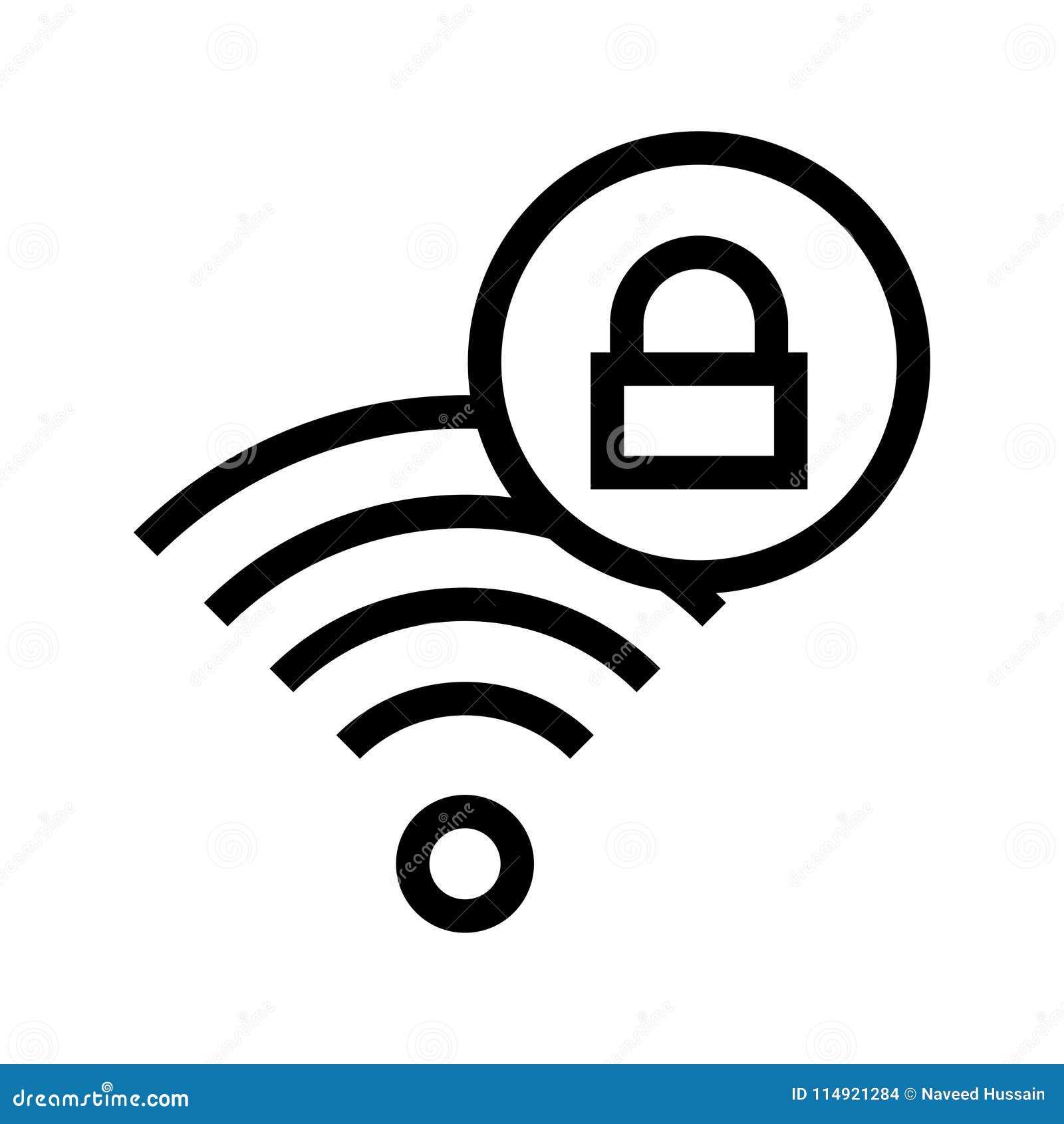 Wifi Lock Vector Line Icon stock illustration. Illustration of team ...