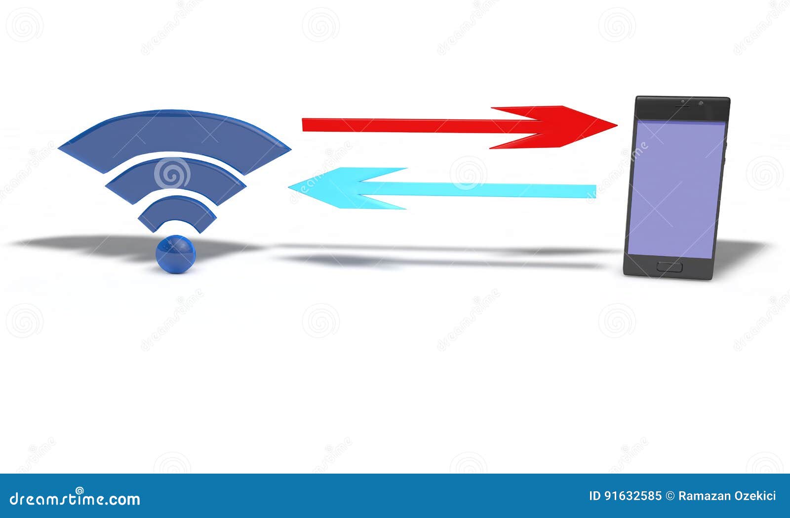 Wifi Mobile Phone Connect on White, 3d Render Stock Illustration ...
