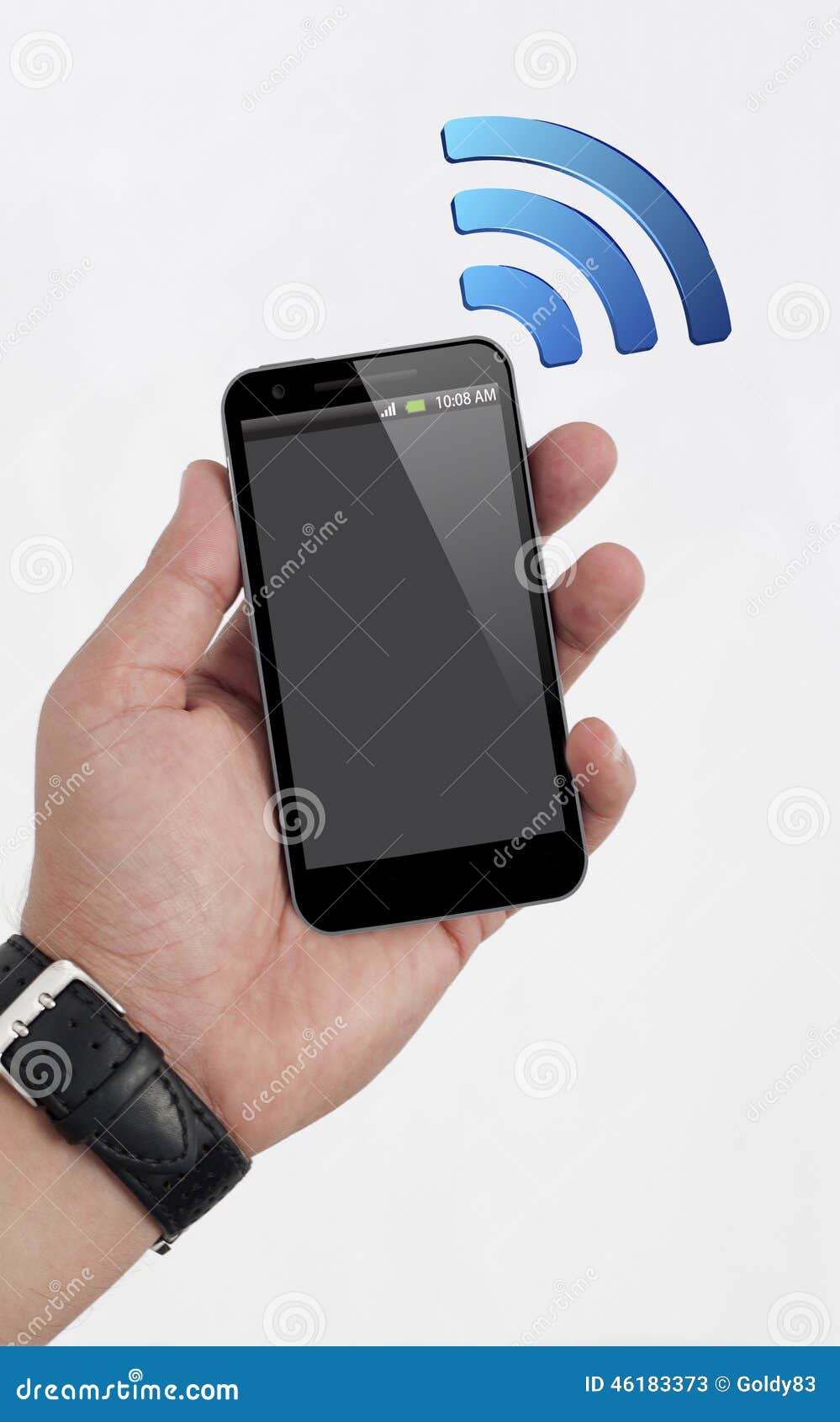 Wifi on Mobile Phone in the Human Hand Stock Image - Image of hand ...