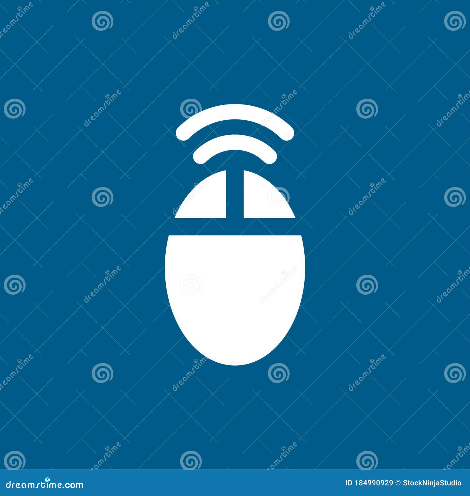 Wifi Mouse Icon on Blue Background. Blue Flat Style Vector Illustration ...