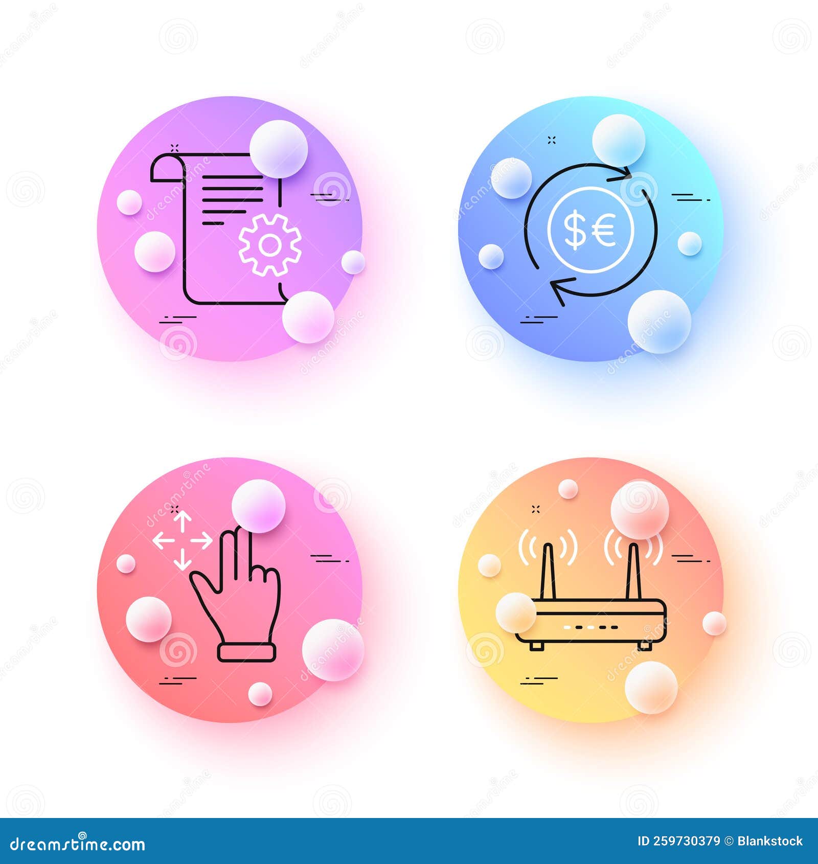 Wifi Move Gesture And Technical Documentation Minimal Line Icons For Web Application Printing