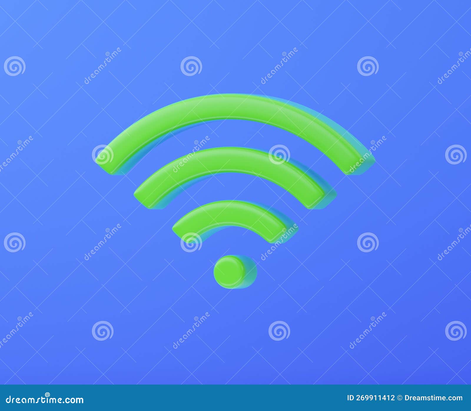 Wifi Network Symbol on Blue Background. 3d Rendering. Stock ...