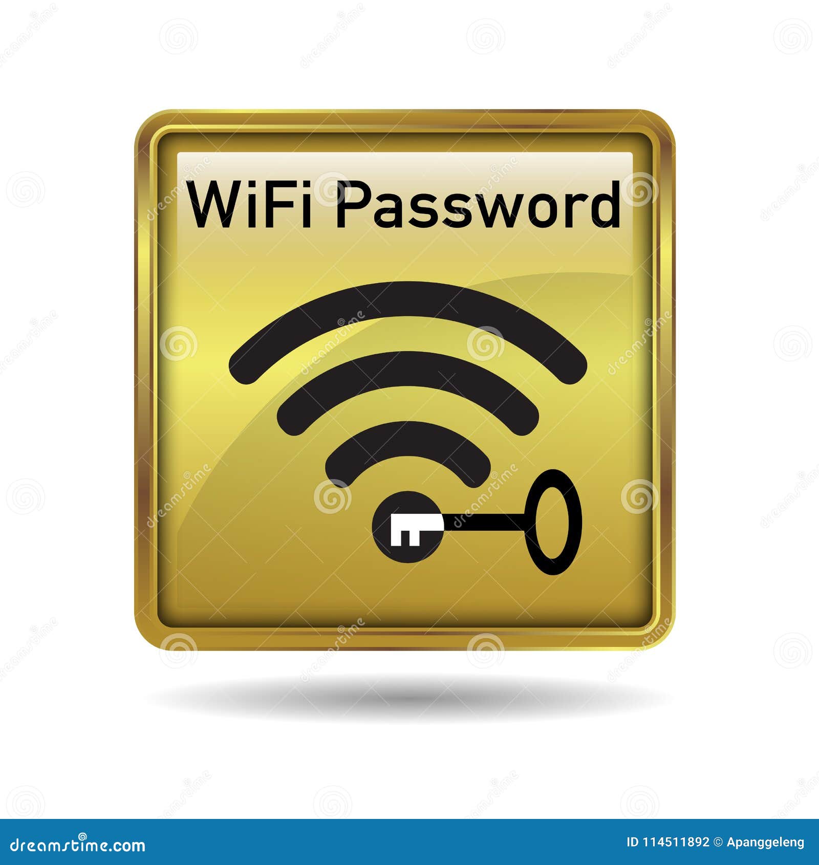 WiFi Password Gold Frame Icon Button Stock Vector - Illustration of ...