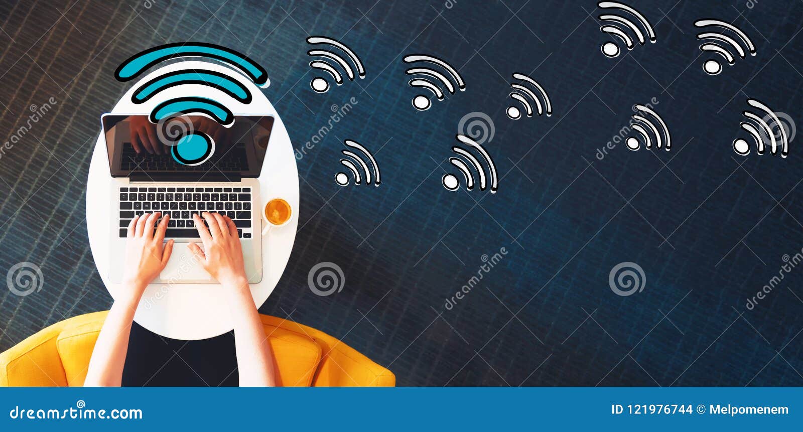 WiFi with Person Using a Laptop Stock Photo - Image of access, internet ...