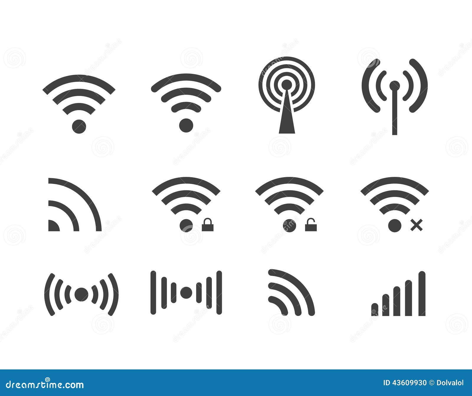 WiFi-pictogrammen vector illustratie. Illustration of illustratie ...