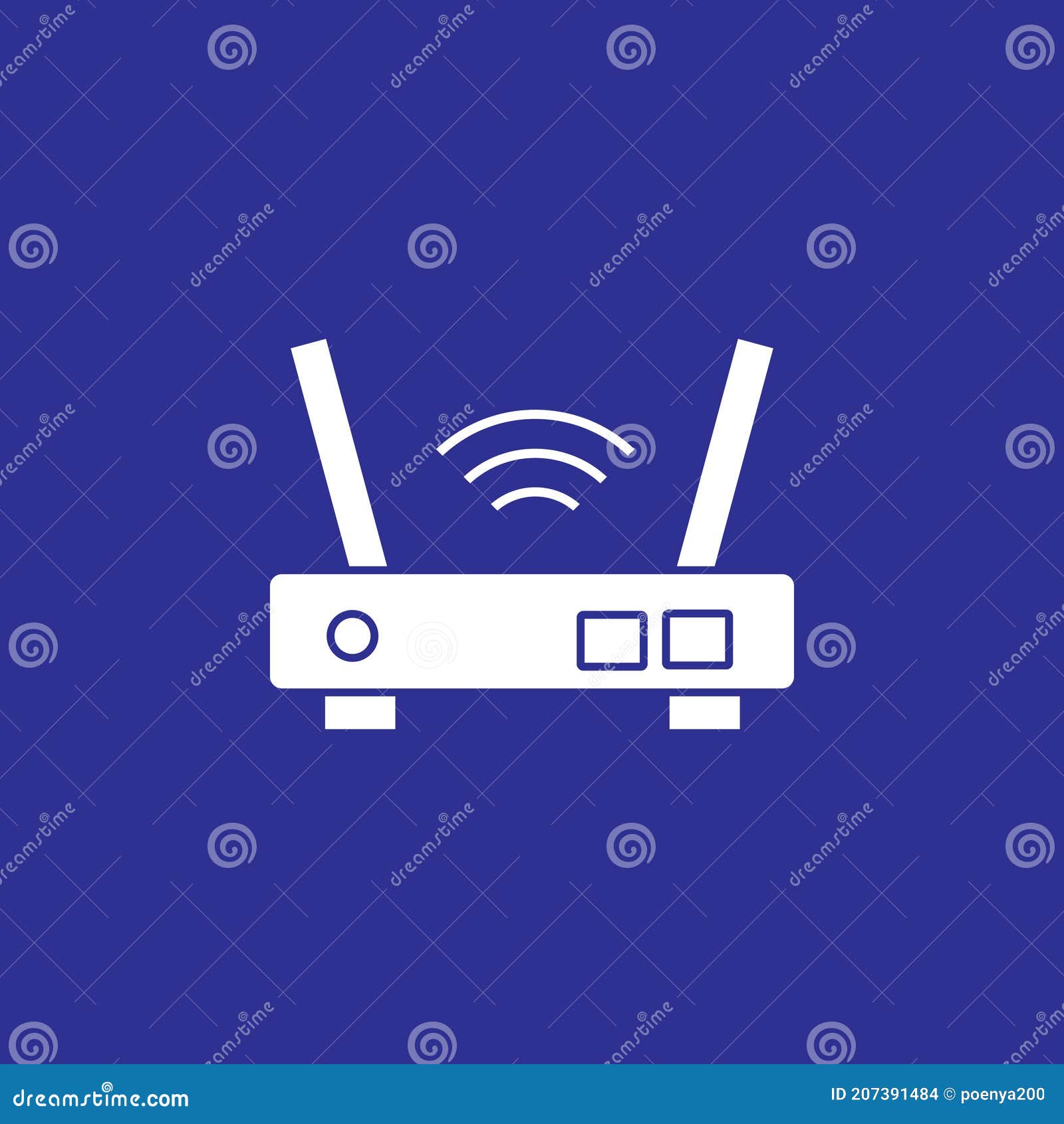 Wifi Router Port. Ethernet Device Solid Style Icon Vector Illustration ...